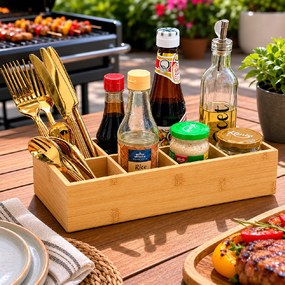 Kesper Bambusový organizér na přísady, příbory, na stůl, ke grillu, 8 přihrádek 36 x 15 x 7,5 cm