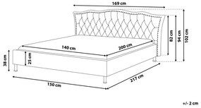 Šedá čalouněná postel Chesterfield 140x200 cm METZ Beliani