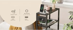 Odkládací stolek s nabíjecí stanicí a USB Houseland Qler černý