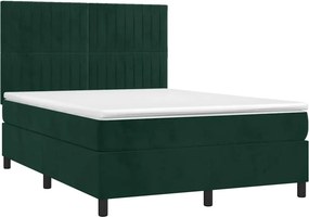 Box spring postel s matrací tmavě zelená 140x200 cm samet 3143148