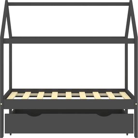 Rám dětské postele se zásuvkou tmavě šedý borovice 70 x 140 cm 322142