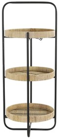 Černý kovový 2 patrový etažér s bambusovými podnosy Lorena - Ø 37*89cm