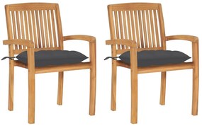 Zahradní židle 2 ks antracitové podušky masivní teak 3063267