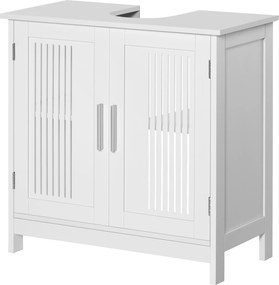 kleankin Podskříňková Koupelnová Skříňka se Dvěma Ventilovanými Dveřmi a Nastavitelnou Úložnou Policí Moderní 60x30x60 cm Bílá