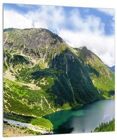 Obraz horské krajiny s jezerem (30x30 cm)