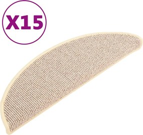 Schodové rohože 15 ks 56 x 17 x 3 cm bílé a hnědé, půlkulaté 149852