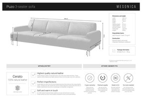Červenohnědá kožená pohovka MESONICA Puzo, 240 cm