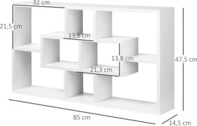 HOMCOM Dekorativní nástěnná polička - Sada 8 polici, knihovna, CD, plovoucí poličky, moderní kostky 85x14,5x47,5cm, nosnost 20kg, dřevo