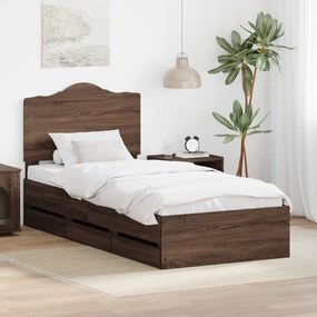 Rám postele se zásuvkou Hnědý dub 100 x 200 cm Inženýrské dřevo 3413449