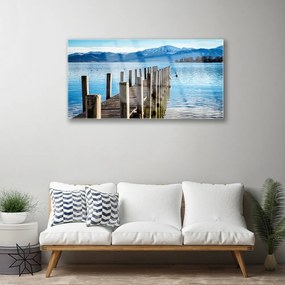 Obraz na skle Most Moře Hory Architektura 120x60 cm