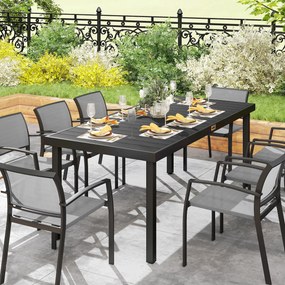Outsunny Hliníkový Zahradní Stůl pro 8 Osob s Laťkovou Deskou pro Terasu a Balkon 190x90x74 cm Černý