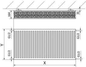 Mexen C33, panelový radiátor 400 x 700 mm, boční připojení, 1182 W, bílá, W433-040-070-00