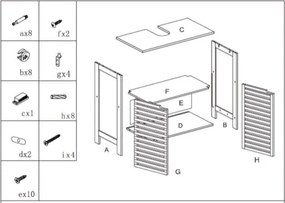 Skříňka pod umývadlo, bambusová skříňka s lamelovými dvířky v přírodní barvě dřeva