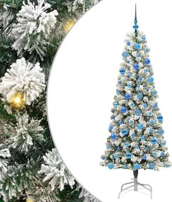 Umělý Skládací Vánoční Strom 300 LED Zelená a bílá 180 cm 3395602