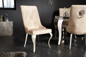 Židle Modern Barock - krémový samet - stříbrný detail