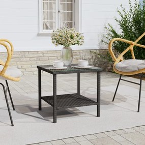 vidaXL Odkládací stolek 45 x 45 x 45 polyratan a tvrzené sklo [319398] Barva: Černá