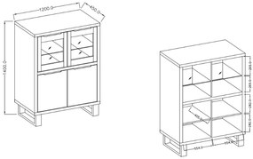 Nízká vitrína Halle 1 - dub wallace / černá