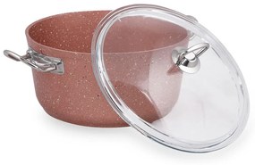 Růžový hliníkový hrnec s poklicí Güral Porselen Classic, ø 24 cm