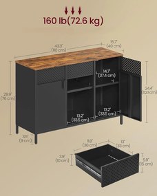 Komoda Vasagle Teduo 110 cm černá/hnědá