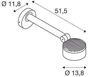 SLV 1002905 Eskina, venkovní bodové nástěnné svítidlo, LED 14,5W 3000/4000K, antracit, IP65, stmívatelné, délka 51,5cm