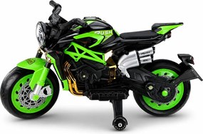LEAN CARS Akumulátorový motocykl XW-07 s LED podsvícením kol, zelený