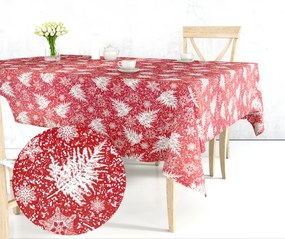 Ervi bavlněný ubrus na stůl obdélníkový - námraza na listech na červeném