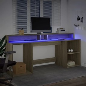 Psací stůl s LED dub sonoma 200 x 55 x 91 cm kompozitní dřevo 3309440