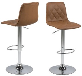 Designová barová židle Nashota světle hnědá-chromová - Skladem