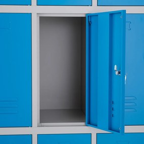 Kovová šatní skříňka - 9 boxů, 90 x 45 x 196,5 cm, nastavitelné nožky, otočný zámek, červená - ral 3000