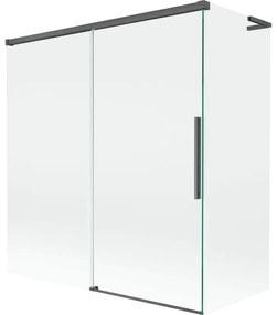 Mexen Rox L vanová paraván 2křídlý posuvný 150 + 70 x 150 cm, transparentní, kartáčovaný gun gray - 8C9L-150-070-66-00