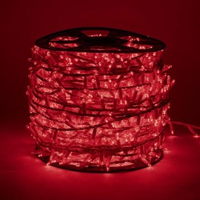 Easy Fix LED světelný řetěz, 100 m, venkovní, červený, 2000 diod, bílý kabel, IP44, cívka