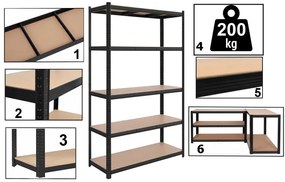 Regál 205x120x45 cm černý