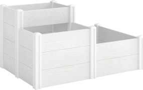 Outsunny Vyvýšený záhon 3-stupňový stohovatelný zahradní záhon s otevřenou základnou, modulární bylinkový záhon DIY montážní plast