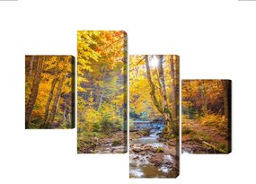 Vícedílný obraz 3D Podzimní Lesní Krajina Nedostatek Nedostatek Plátno Canvas 120x75