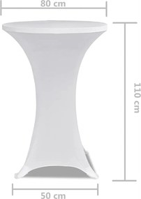 Potahy na koktejlový stůl Ø 80 cm, bílé strečové, 2 ks 241203