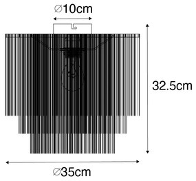 Orientální stropní svítidlo zlaté s krémovým stínítkem s třásněmi - Franxa