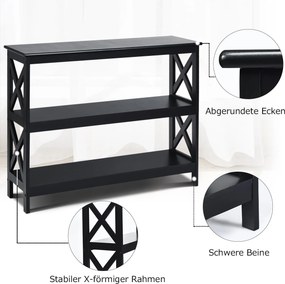 Costway Konzolový stolek průmyslový design s předsíň – 100 × 33 × 80 cm, černý