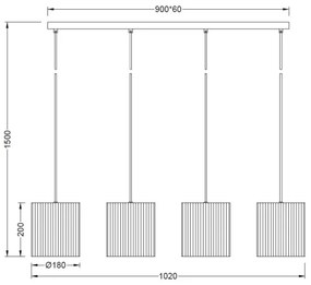 Brilagi - Lustr na lanku NORDIC WAVE 4xE27/15W/230V len/černá