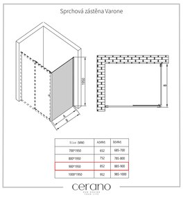 CERANO - Sprchový kout Varone L/P - černá matná, transparentní sklo - 140x90 cm - posuvný