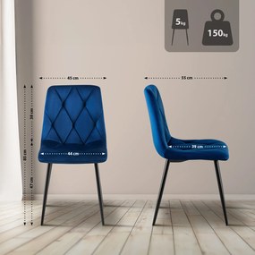Jídelní židle Clairton samet – tmavě modrá