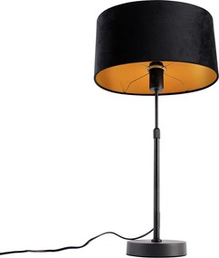 Stolní lampa černá s oválným sametovým stínítkem černým 35 cm - Parte