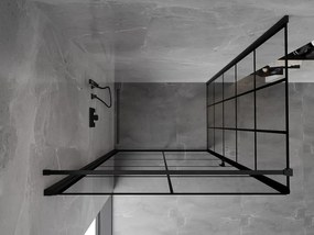 Mexen Mist-B, 1-křídlý ​​výklopný sprchový kout, levý, 70 x 80 cm, čiré sklo-černá mřížka, 8A2T-070-080-70-77-L