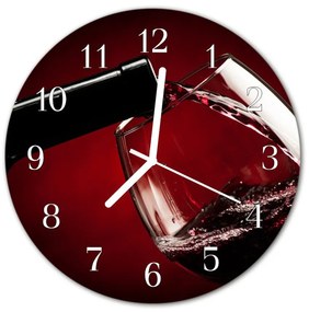 Skleněné hodiny kulaté Sklenice na víno fi 30 cm