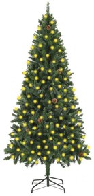 Umělý vánoční stromek s LED a šiškami zelený 210 cm,  3077745 HangarStore.cz