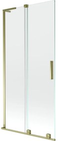 Mexen Velar L, 2-křídlová posuvná vanová zástěna 90 x 150 cm, 8mm čiré sklo, zlatý lesklý profil, 896-090-003-01-50