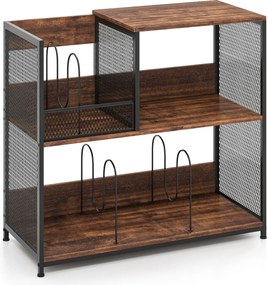 Costway Třípatrový stolek na gramofon až pro 300 desek, hnědý
