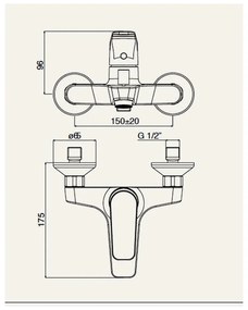 Alpi Sport Plus - vanová baterie nástěnná, chrom 72806