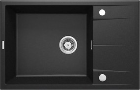 Deante Eridan, granitový dřez na desku 780x500x210 mm Z/O, 3,5" + prostorově úsporný sifon, 1-komorový, grafitová metalíza, ZQE_G11B