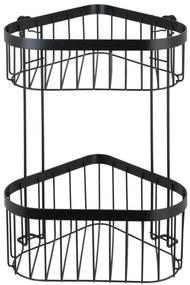 WENKO Rohová dvoupatrová polička BEZ VRTÁNÍ Classic Plus černá 33x24x19 cm