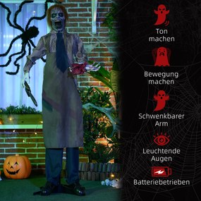 HOMCOM Halloween dekorace, řezník s motorovou pilou, pohyblivý, zvuk motorové pily, automatické spínání, 1,70 m
